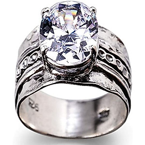 Joolala Cubic Zirconia Sterling Silver Women's Ring - 925 Silver Ring for Woman - Faceted Cubic Zirconia CZ Cut, Prongs Setting, Anniversary Engagement Ring (7)