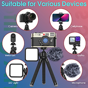 UBeesize Flexible Tripod with Quick-Release Plate for Camera and Cellphone, Mini Tripod Stand with Remote and Clip for Video Recording, Vlogging, Compatible with Smartphones,Gopro, Webcam