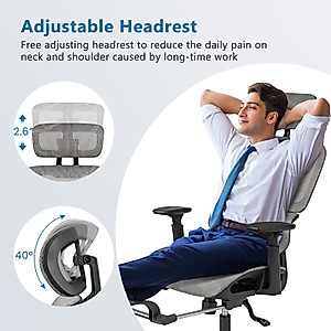 POWERSTONE Ergonomic Mesh Office Chair with Adjustable Lumbar Support, High Back Office Chair with Adjustable 3D Armrests, Big and Tall Mesh Chair with 2D Headrest, BIFMA Certified Gas Bar, Footrest