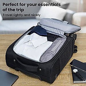 Coolife Underseat Carry On Luggage Suitcase Softside Lightweight Rolling Travel Bag Spinner Suitcase Compact Upright 4 Dual Wheel Bag