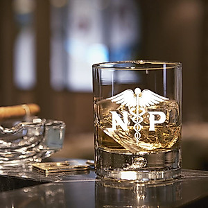 AGMDESIGN Funny Double sided Good Day Bad Day Don't Even Ask NP Registered Nurse Whiskey Glasses Gift Box , Registered Nurse Graduate Gift, Great Gift for Nurses, ARNP NP or Nursing Graduation