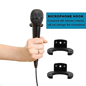 Microphone Wall Hanger Rack Wall Mounted Hook Holder Bracket Microphone Holder 2 PCS (Black)