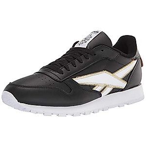 Reebok unisex-adult Classic Leather,Black/White/Gold Met.,11.5 M US