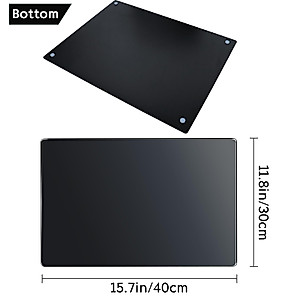 Tempered Glass Cutting Board Glass Cutting Boards for Kitchen,Clear Cutting Board for Countertop,Glass Palette for Oil Painting, Heat Resistant, Shatter Resistant (Black, Set of 2)