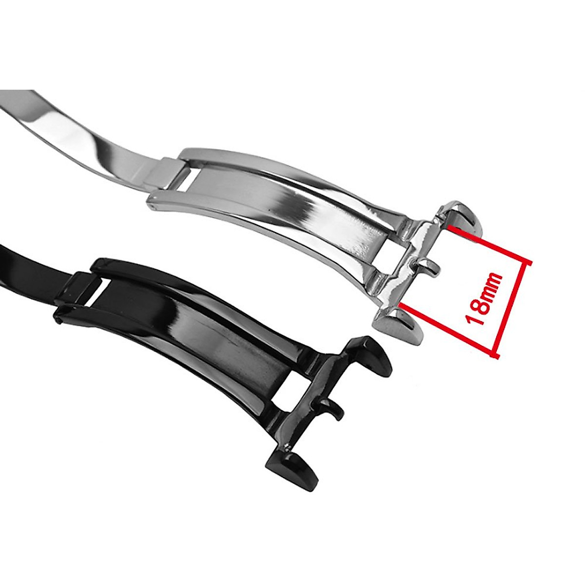 Richie strap] 18mm Quality Swiss 316L Stainless Steel Deployment Buckle Fits for IWC Pilot's Portuguese Clasp (Silver)