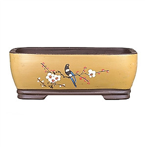 Outdoor Indoor Garden Plant Pots Purple Sand Flower Pot Begonia Bonsai Pot Simple Rectangular Extra-Large Plant Pot Planter with Drainage Holes Plant Pot Container (Color : Yellow)