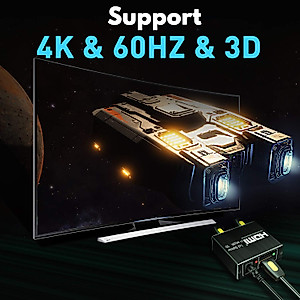 HDMI Splitter 1 in 2 Out, HDMI Splitter 1 to 2 Amplifier for Full HD HDMI 2.0 1080P/ 3D/ 4K for Xbox PS4 PS3 Fire Stick Roku Blu-Ray Player Apple TV HDTV