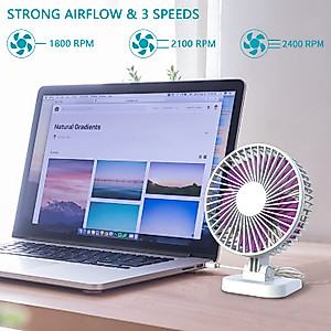 xasla USB Desk Fan with 3 Settings, Small Personal Quiet Desktop Fan with Strong Airflow & 40° Adjustable Tilt Angle, Portable Cooling Mini Fan for Desktop Office Home Bedroom (White)