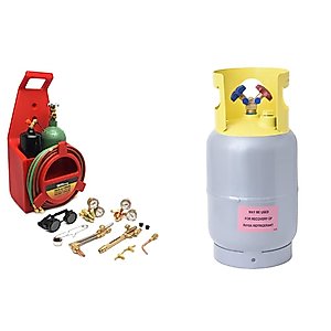 Forney Tote A Torch Light/Medium Duty Cutting and Welding Portable Kit + Flame King Refrigerant Recovery Cylinder Tank