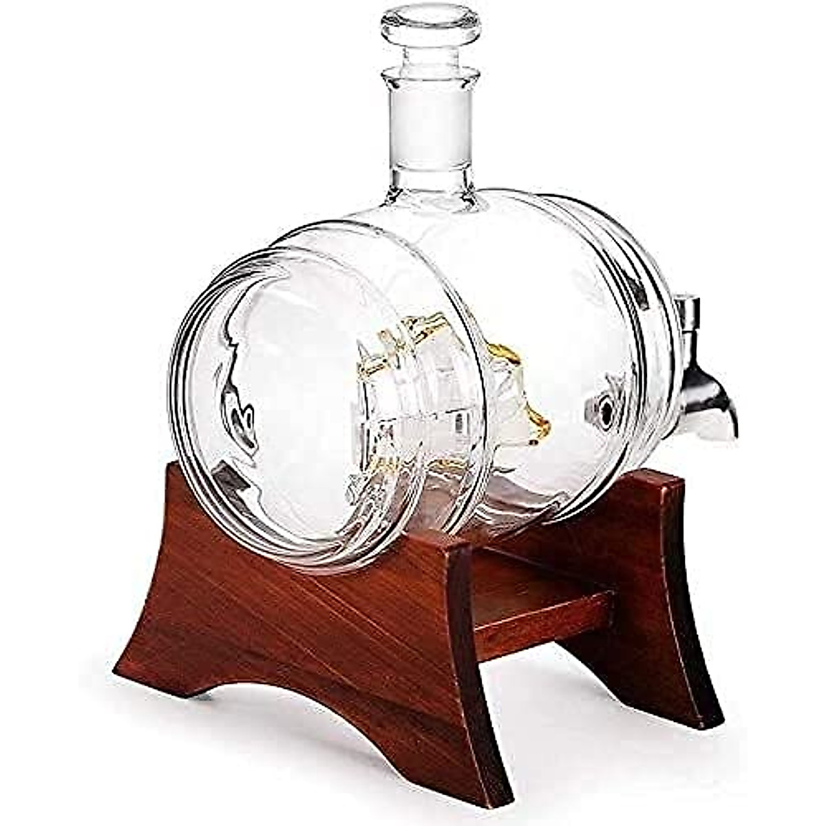 Decanter Whiskey Decanter Wine Decanter Decanters Sailing Ship Stainless Steel Spigot Liquor Dispenser Wooden Stand With Faucet Wine For Tequila Bourbon Rum Alcohol Related Gifts For Dad 1000ML Whiske
