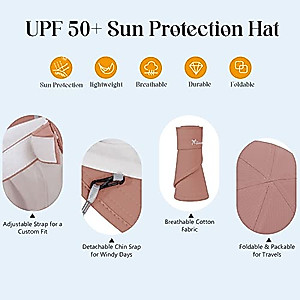 Sun Visor Hats for Women UV Protection Wide Brim 2 in 1 Zip-Off Visor Summer Beach Hat Womens Packable Golf Hat Salmon Pink