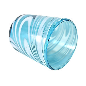 Hand Blown Drinking Glasses Artisan Crafted from Mexico Set of 6 pieces (Poseidon, Water 16 Oz.)