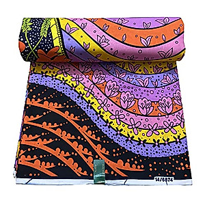 African Fabric, African Print Fabric, Cotton African Material Kente Cloth Wax Fabric, African American Dutch Fabric by The Yard 6 Yards for Women Men (FC191)