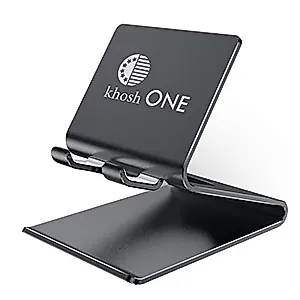 khosh ONE Cell Phone Stand Metal Cell Phone Stand and Holder, Great for Office Desk and Night Stand -Black- Silver (Black)