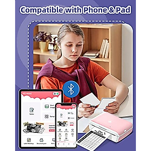 Phomemo M04S Portable Printer- Bluetooth Inkless Thermal Sticker Printer with White Self-Adhesive Thermal Paper for Phomemo M04S/M04S Bluetooth Thermal Printer, Black on White, 110mm x 3.5m, 3-Rolls