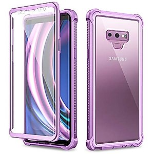 Dexnor Galaxy Note 9 Case with Screen Protector Clear Military Grade Rugged 360 Full Body Protective Shockproof Hard Back Cover Defender Heavy Duty Bumper Case for Samsung Note 9 - Purple