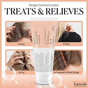 KAMEDIS Moisturizer Scalp Leave-On Botanical Lotion. For Dandruff, Dry, Itchy, Flaky, Seborrheic Dermatitis, Psoriasis and Sensitive Scalp Skin. Over-Night Head Mask, Parabens Free. 3.38 Fl Oz.