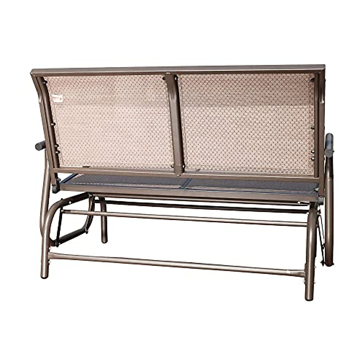 GOLDSUN Swing Glider Chair Patio Swing Bench for 2 Person, Outdoor & Indoor Lawn Steel Rocking Garden Loveseat with Cupholder for Outside,Patio, Backyard, Poolside(Coffee)