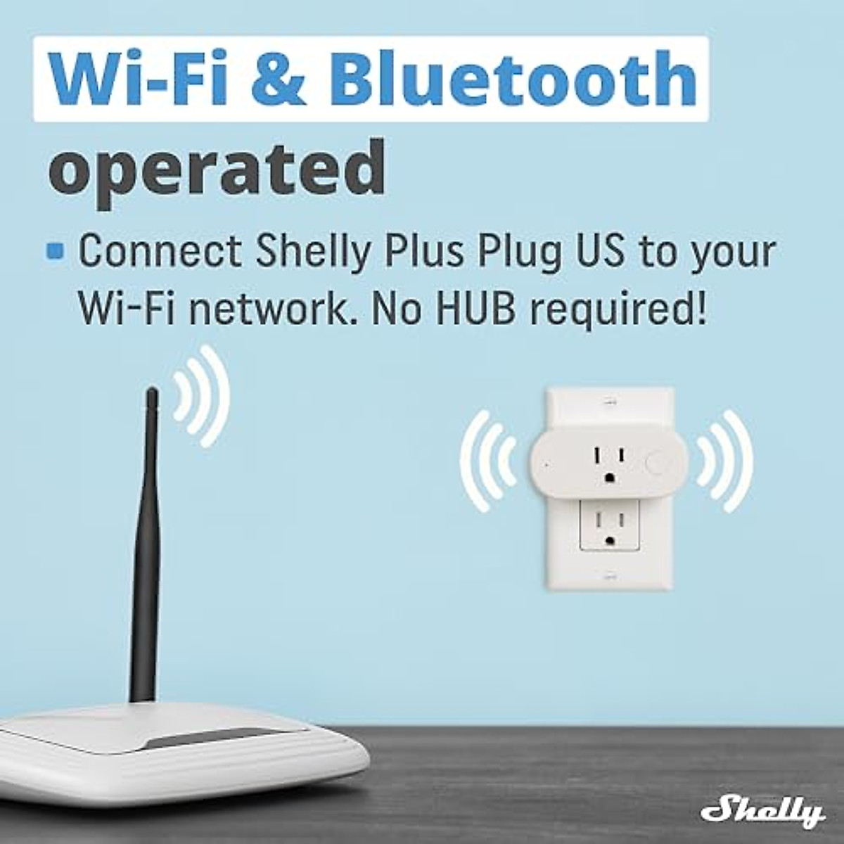 Shelly Plus Plug US | WiFi Operated Smart Plug with Power Measurement | Home Automation | Bluetooth Gateway | iOS Android App | Alexa and Google Home Compatible | Monitor Appliances | Remote Control