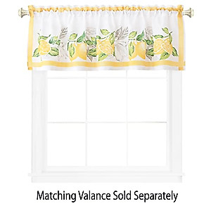 Newbridge Lemon Orchard Farmhouse Bordered Fabric Tablecloth - Fresh Lemon Vine Border Stain and Wrinkle Resistant Tablecloth, 60 Inch x 84 Inch Oblong/Rectangle