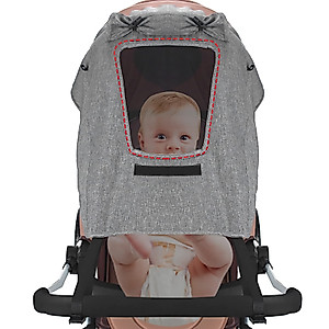 Universal Baby Stroller Sun Shade with Window Elastic Pushchair Sun Shade Canopy Prams Sunshade with Viewing Window Waterproof UV Protection Sun Cover for Baby Car Seat,Buggies,Portable Crib UPF50+