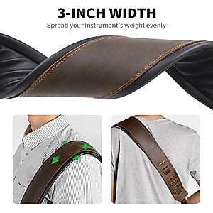 BestSounds Guitar Strap Leather 3 Inch Wide Full Grain Padded Soft Leather Strap for Acoustic, Electric and Bass Guitars (Whiskey Brown)
