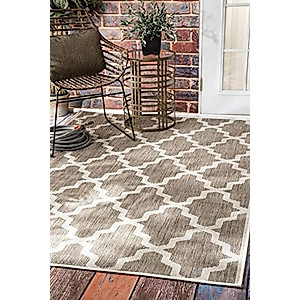 nuLOOM Gina Moroccan Indoor/Outdoor Area Rug, 8' Square, Taupe