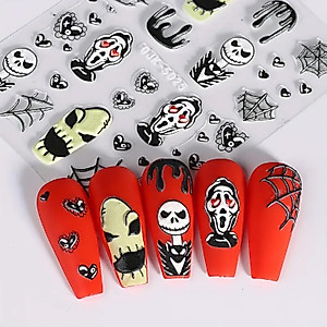 Muagorn Halloween 5D Nail Art Stickers Decals – Distinctive Set of 3 Realistic Designs for Individualized Halloween Nail Accents (Style 01)