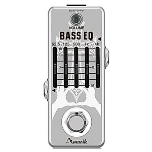 Amuzik Bass EQ Pedal 5 Band Equalizer Pedals For Bass Guitar With 5 Band Graphic Mini Size Full Metal Shell True Bypass, LEF-317B
