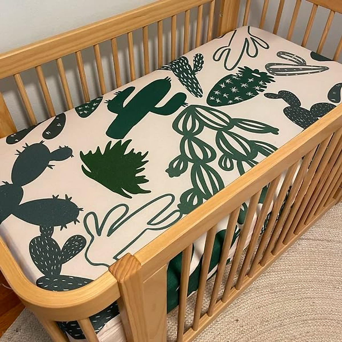 Chippi & Co Cute Arizona Cactus Fitted Bamboo Cotton Crib Sheet for Baby Standard Size Mattress, boy and Girl Unisex Nursery Bedding 52x28x9''