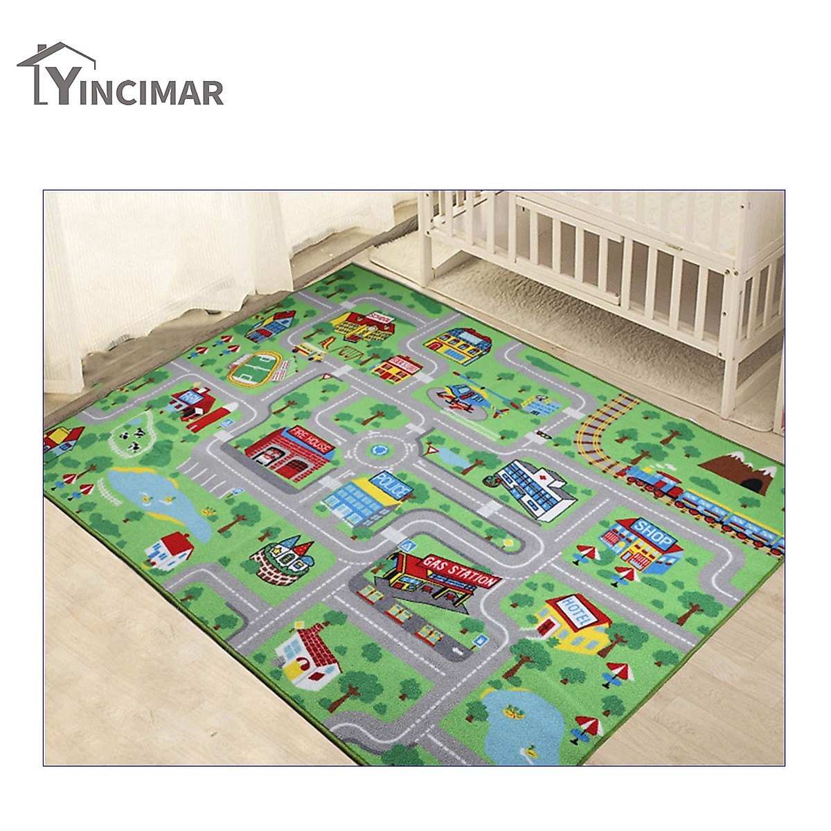Yincimar Kids Carpet Playmat Rug,6.6x5.0 ft Extra Large City Life Carpet Learning Exercise Mat Educational Car Rug Play Game Rug for Baby Toddler Boy Bedroom Playroom