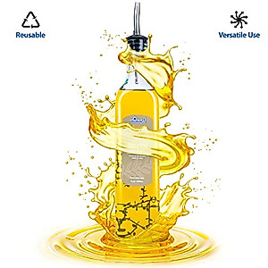 EHOMEA2Z Italian Glass Olive Oil Dispenser Bottle - 16 Oz, Clear Oil and Vinegar Cruet with Stainless Steel Spout for Kitchen, Slight Green Tint (1, 473ml)