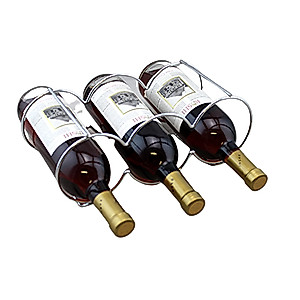 Stackable Table Top Wine Rack Bottle Holder (Silver)