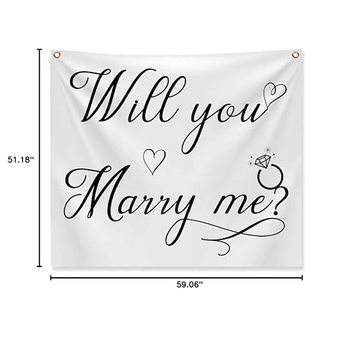Will You Marry Me Tapestry Marry Me Sign Will You Marry Me Banner Wall Hanging Hand Lettering Engagement Decorations for Wedding Proposal Party Decor Bedroom Living Room Wall Backdrop 59.1 x 51.2 Inch