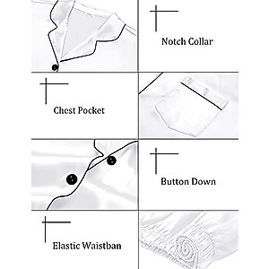 SWOMOG Silk Satin Pj Sets for Women 4 Pieces Button Down Pajama Soft Sleepwear White