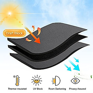 RYB HOME Blackout Curtains for Bedroom, Small Window Valances Tiers Curtain Set Light Block Privacy Drapes for Kitchen Kids Nursery Bathroom, W 52 x L 36 per Panel, Grey, 1 Pair