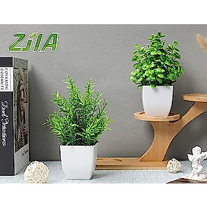 ZJIA 2 Packs Fake Plants Small Artificial Greenery Faux Plants Indoor for Home Farmhouse Bathroom Shelf Decor
