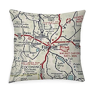 Flagstaff Arizona Map Outdoor Pillowcase Sweet Home Accent Waterproof Pillowcase Abstract Decorative Cushion Cases Home Decor for Patio Funiture Garden 18x18in