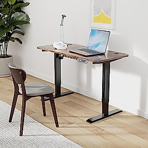 Radlove Electric Standing Desk 48 x 24 Inches, Height Adjustable Computer Desk Sit Stand Desk Home Office Desks with Splice Board and A Under Desk Cable Management Tray, Rustic Brown Top/Black Frame