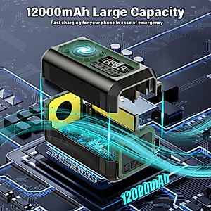 12000mAh Emergency Weather Radio, Hand Crank Radio Solar Radio Portable AM/FM/NOAA Radio with 2 Solar Panels 3 Charging Methods SOS Alarm 3 Mode Flashlight Phone Charger Compass Reading Lamp(Green)