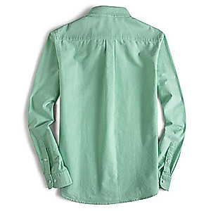 MUSE FATH Men's Button Down Dress Shirt-Cotton Casual Long Sleeve Shirt-Party Dress Shirt-Light Green-XL