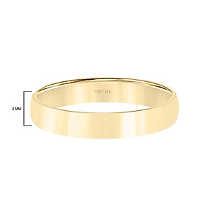 Brilliant Expressions 18K Yellow Gold Plated Sterling Silver Low Dome Matte Plain Wedding Band, 4mm, Size 9