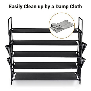 Yescom 5-Tier Shoe Rack Storage Organizer 25 Pair for Entryway,Hallway,Closet Black