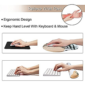 iLeadon Mouse Pad Wrist Support Keyboard Wrist Rest Set, Ergonomic Mouse Pad with Non-Slip Base for Computer Home Office + Coasters, Easy Typing & Pain Relief Mouse Mat, Tropical Leaves