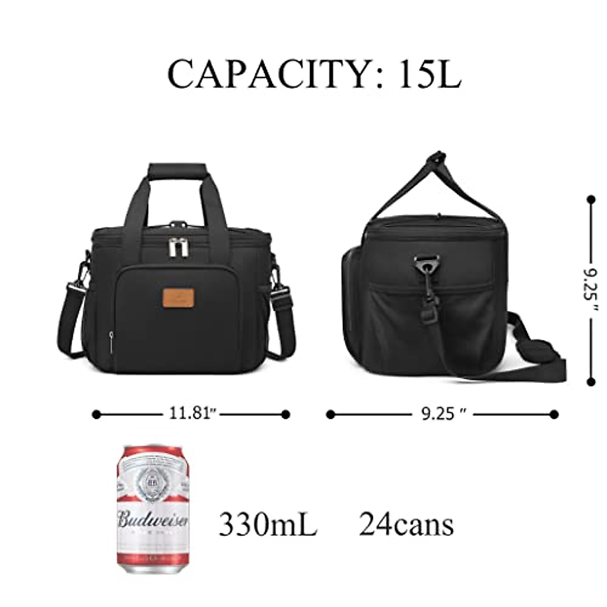 MOYAQI Large Soft Sided Picnic Cooler Bag 15L Insulated Leak Proof for 24 Cans of Beverage or Beer Storage, Collapsible Cooler Lunch Bag for Camping, Lunch, Beach, Picnic, Road Trips, Shopping, Travel