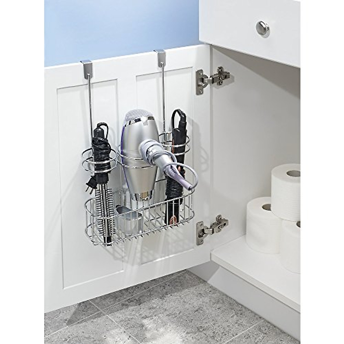 iDesign Classico Over-the-Cabinet Hair Styling Tool Holder - 10.65" x 5" x 10", Chrome