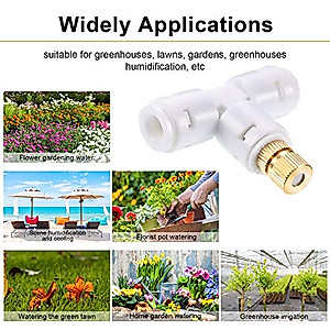 Honoson 16 Pieces Brass Misting Nozzles Misting Nozzles Kit with 0.03 cm Orifice Thread Gold Nozzles for Patio Misting System Outdoor Cooling System Garden Water Mister