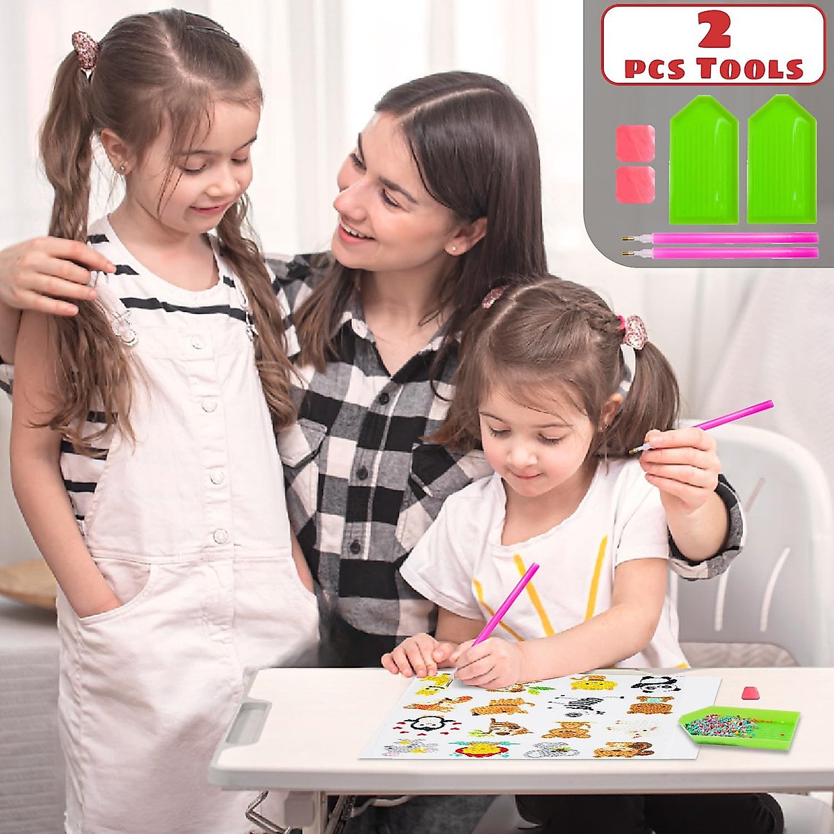 sinceroduct 64 PCS 5D DIY Diamond Painting Stickers Kits for Kids and Adult Beginners, Stick - Shaped Paint Marked with Diamonds by Numbers, More Cute Animals, Dinosaurs, Kids Gift