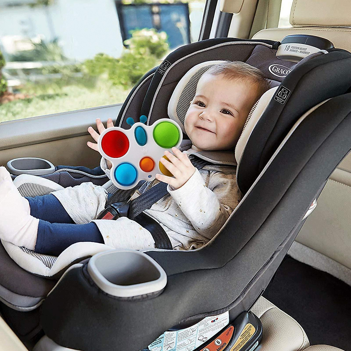 Fidget Popper Sensory Baby Toys for 6+ Months, Montessori Busy Toy for 1 2 3 Year Old Toddlers Push and Popping Bubbles Bath Toys, Travel Toys for Kids Ages 1-3 Stress Relief (Butterfly)