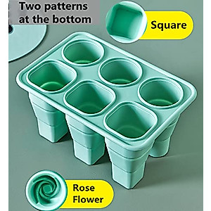 Popsicle Molds,Collapsible Popsicle Molds,6 Pieces Silicone Ice Pop Molds BPA Free Reusable Easy Release Ice Pop Make,Two Functions Ice Cube Trays (Green)